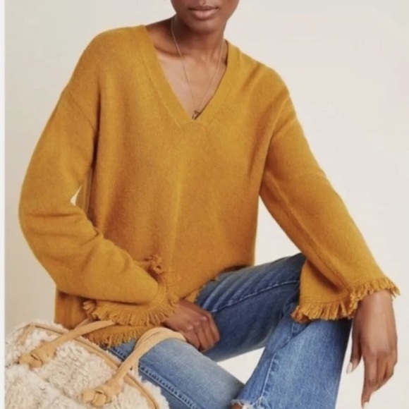 Anthropologie | Sweaters | Anthropologie Joy Wool Blend Fringe Sweater ...